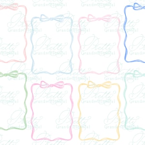 Bows Ribbon Frame Clipart, Bow Frame Clipart, Grandmillennial Clipart ...