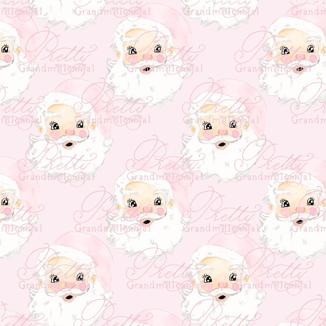 Pink Vintage Watercolor Santa, Vintage Santa Watercolor, Santa Pattern ...