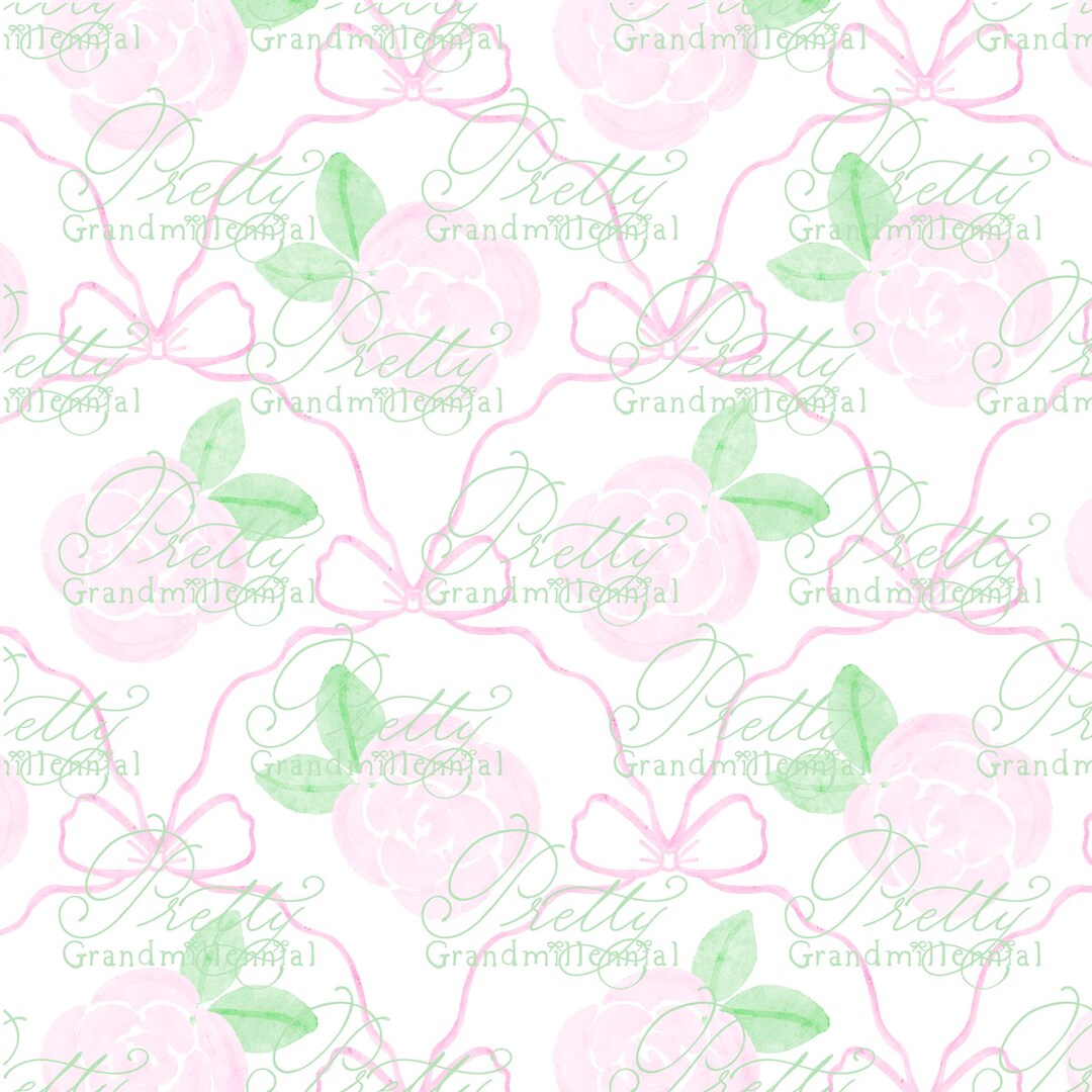 Watercolor Roses Trellis, Bows Trellis Pattern, Seamless Pattern ...