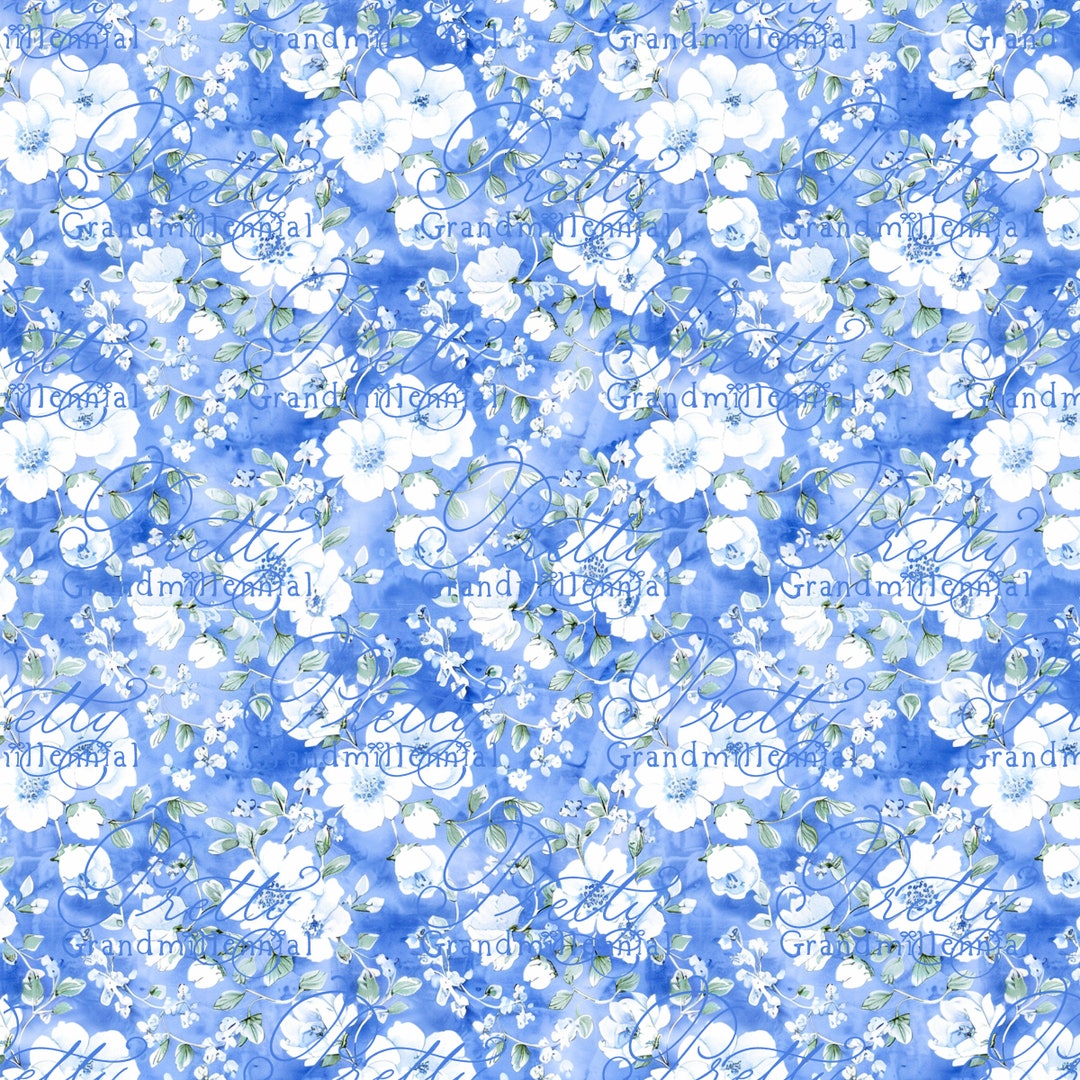 Preppy Blue Floral Chinoiserie Pattern, Seamless Chinoiserie Print ...