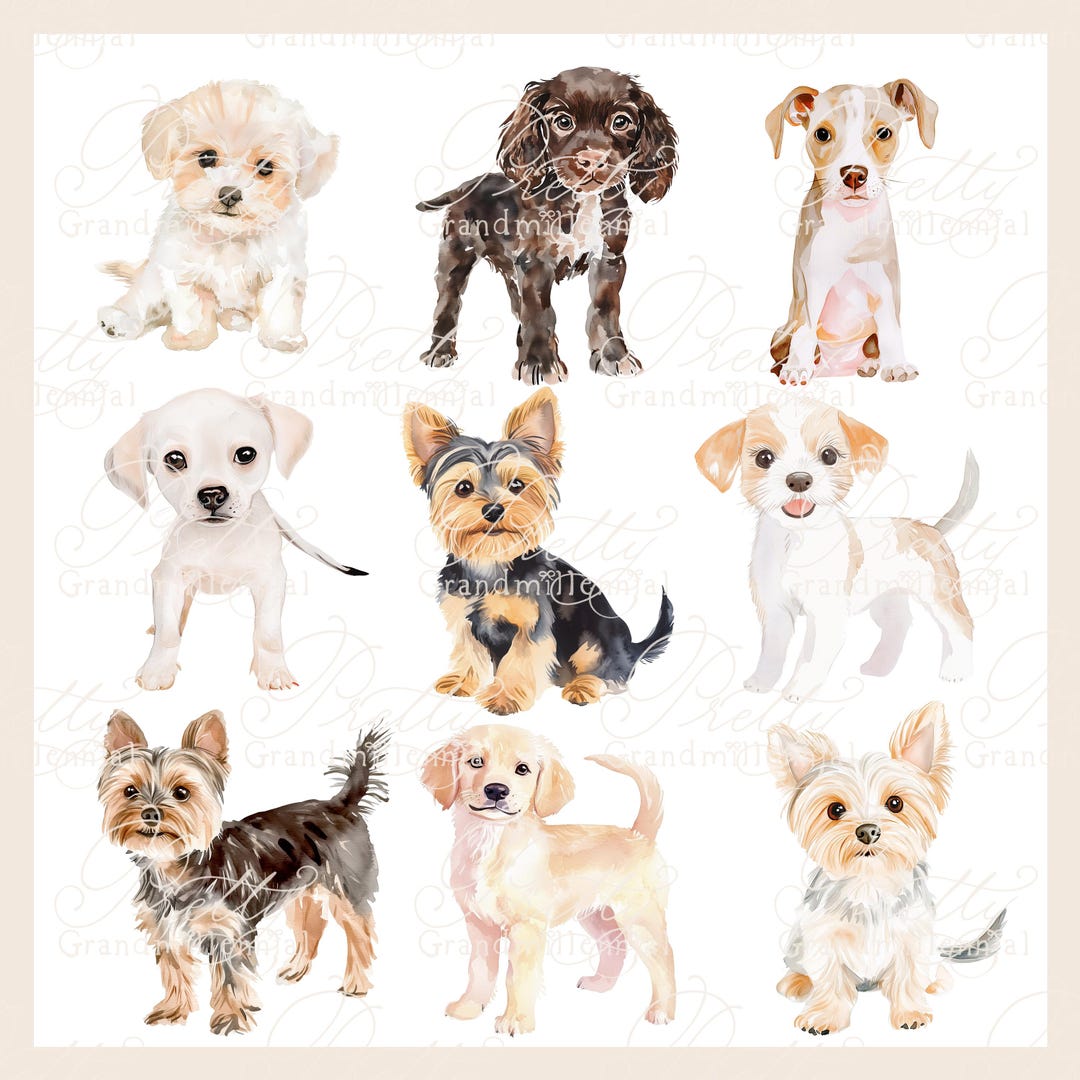 Watercolor Puppies Dogs, Cute Watercolor Puppy, Preppy Clipart ...