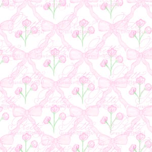 Grandmillennial Spring Bow Coquette Pattern, Seamless Pattern, Floral ...