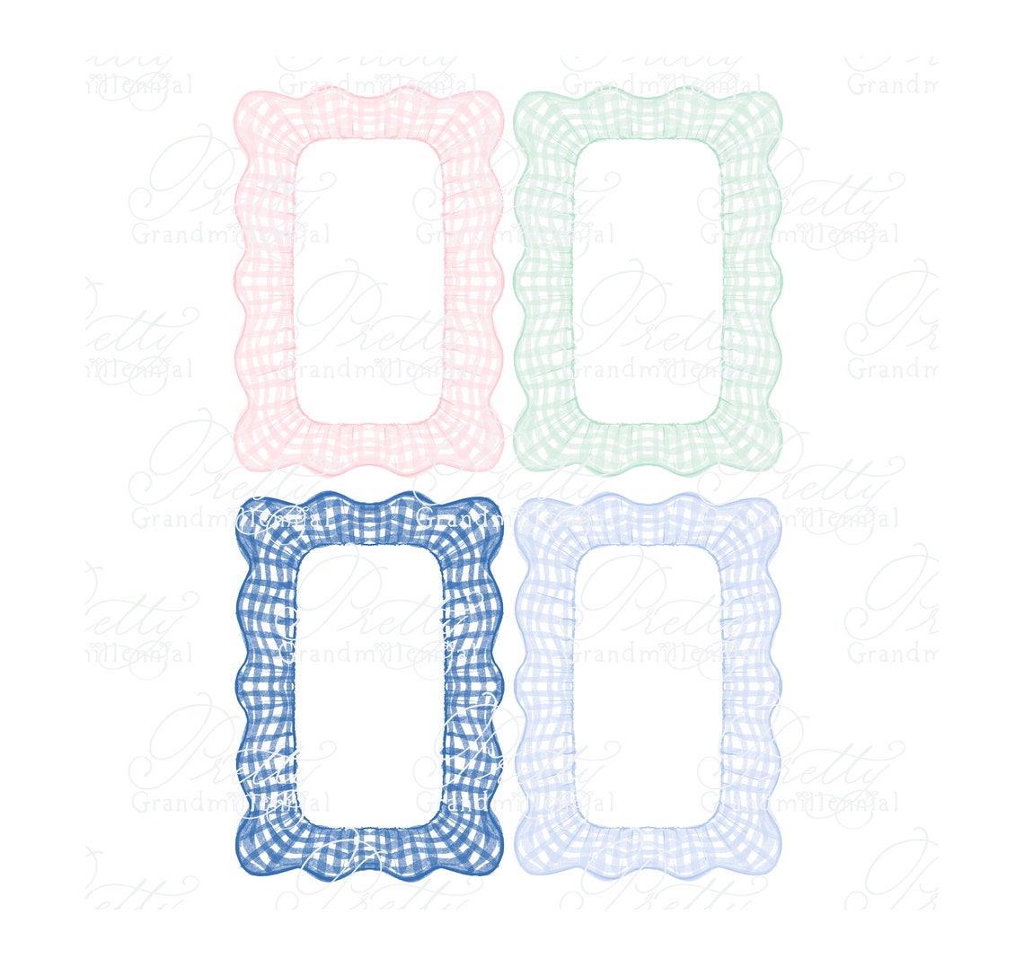 5x7 Gingham Frame Grandmillennial Clipart Gingham Clipart - Etsy