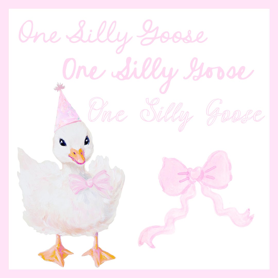 Preppy Grandmillennial Goose Clipart, Watercolor Goose Clipart, One ...