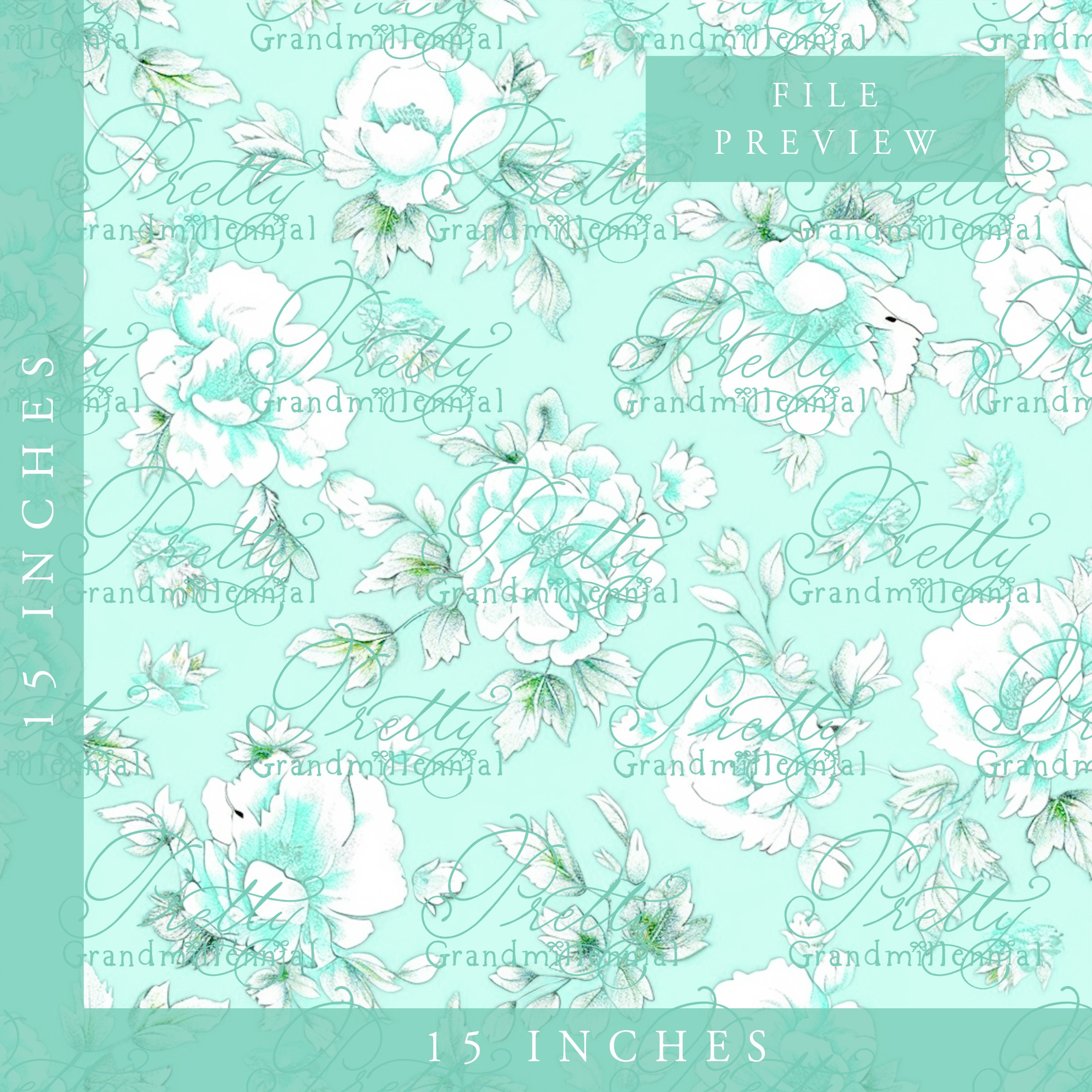 Preppy Mint Floral Chinoiserie Pattern, Seamless Chinoiserie Print ...