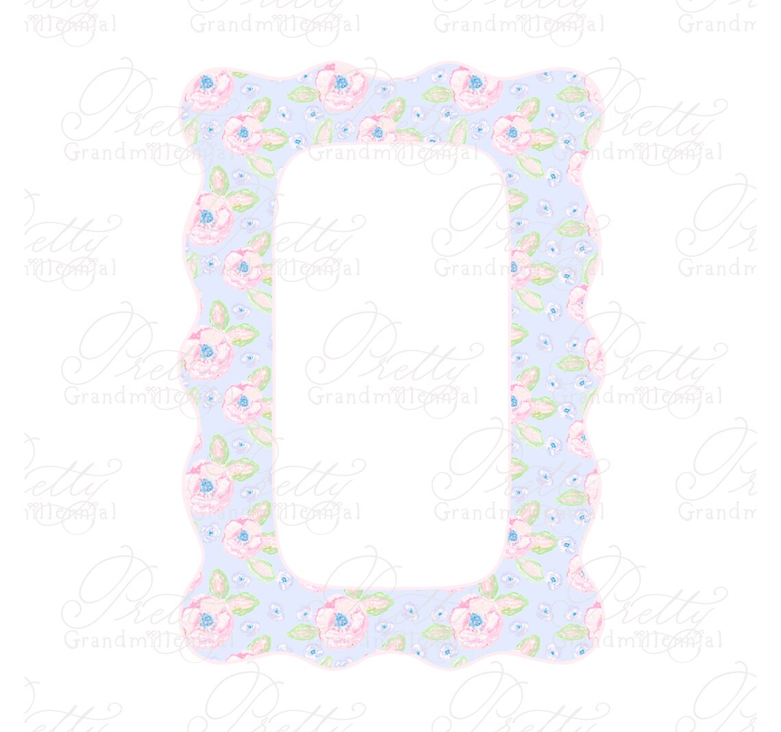 Scalloped Frame Clipart, Floral Flowers Frame Clipart, Grandmillennial ...