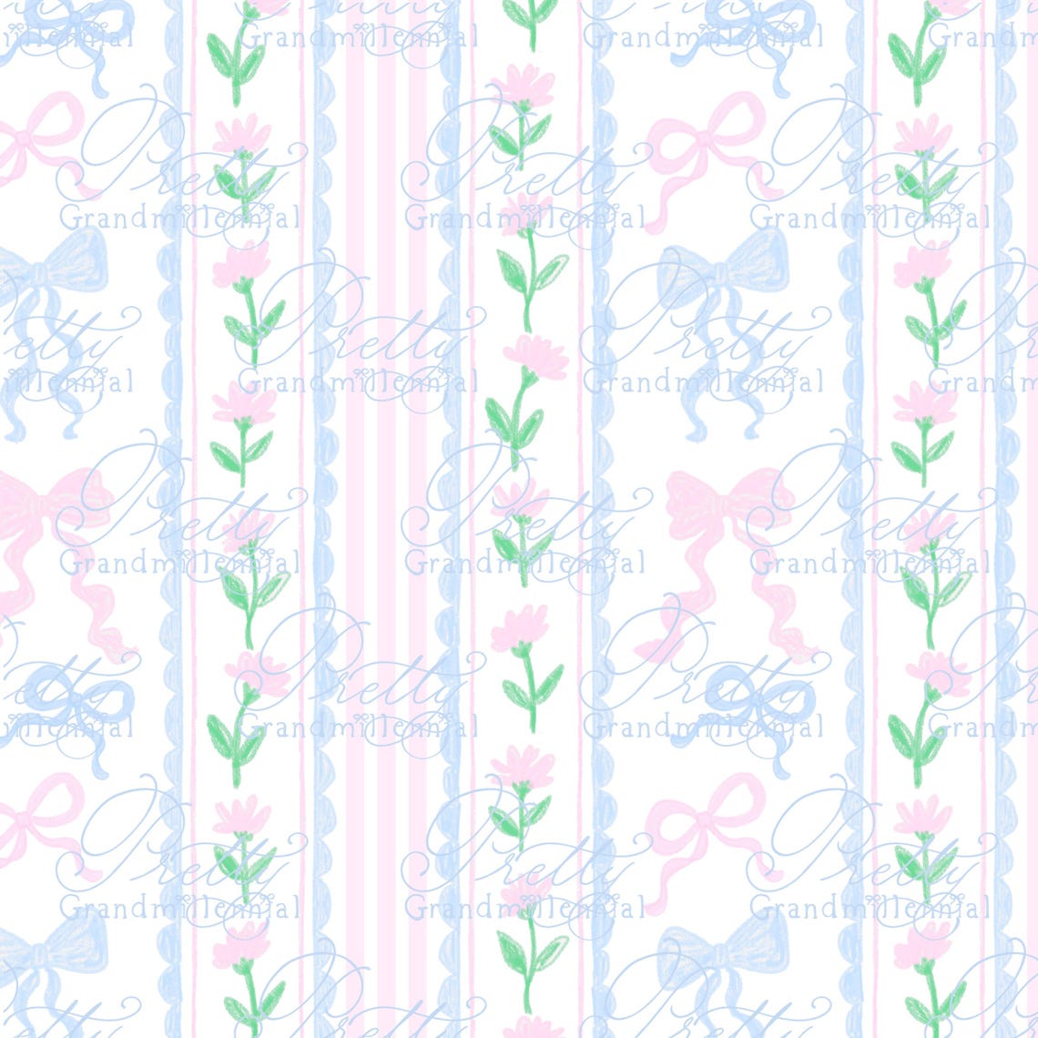 Grandmillennial Bow Coquette Pattern, Seamless Pattern, Coquette ...