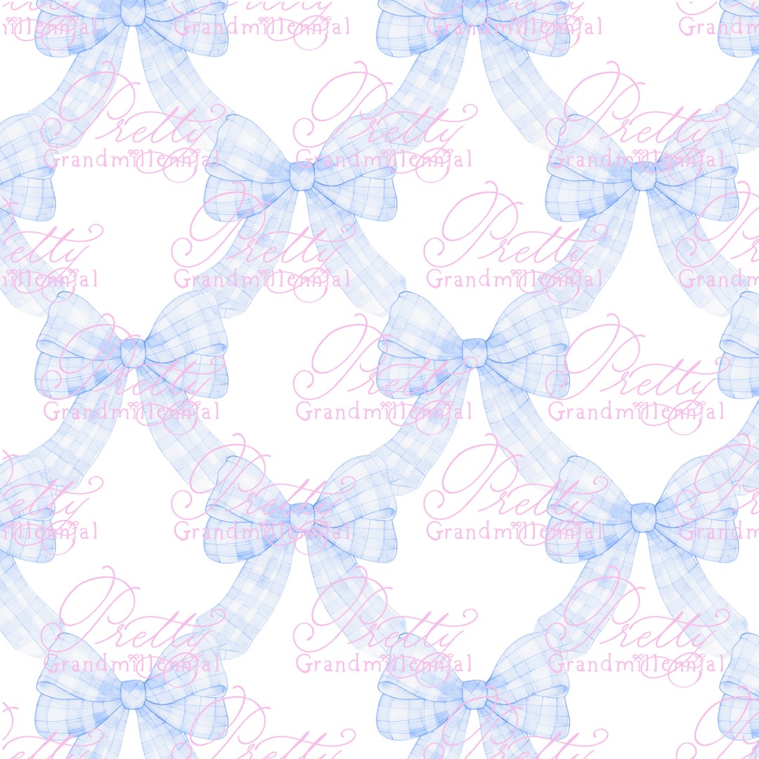 Ribbonerie Pattern, Seamless Pattern, Bow Pattern, Gingham Bows Pattern ...