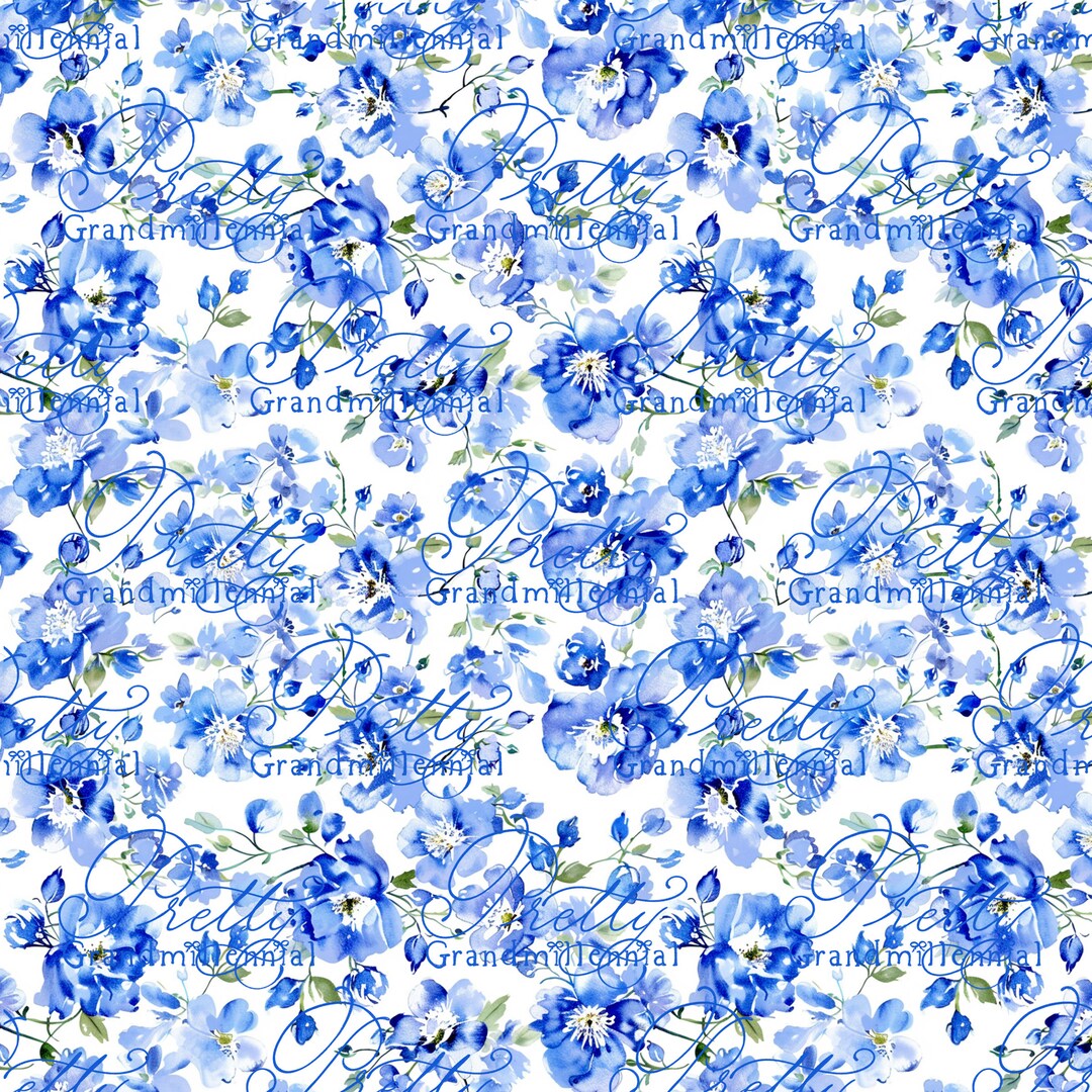 Preppy Blue Floral Chinoiserie Pattern, Seamless Chinoiserie Print ...