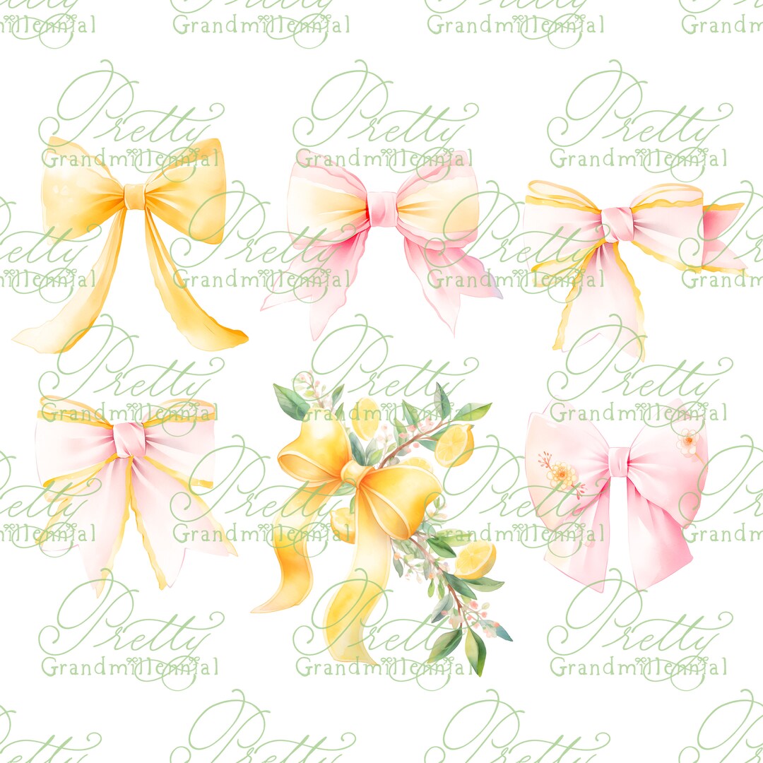 Lemon Clipart, Lemon Bows, Bows Clipart, Grandmillennial Lane ...