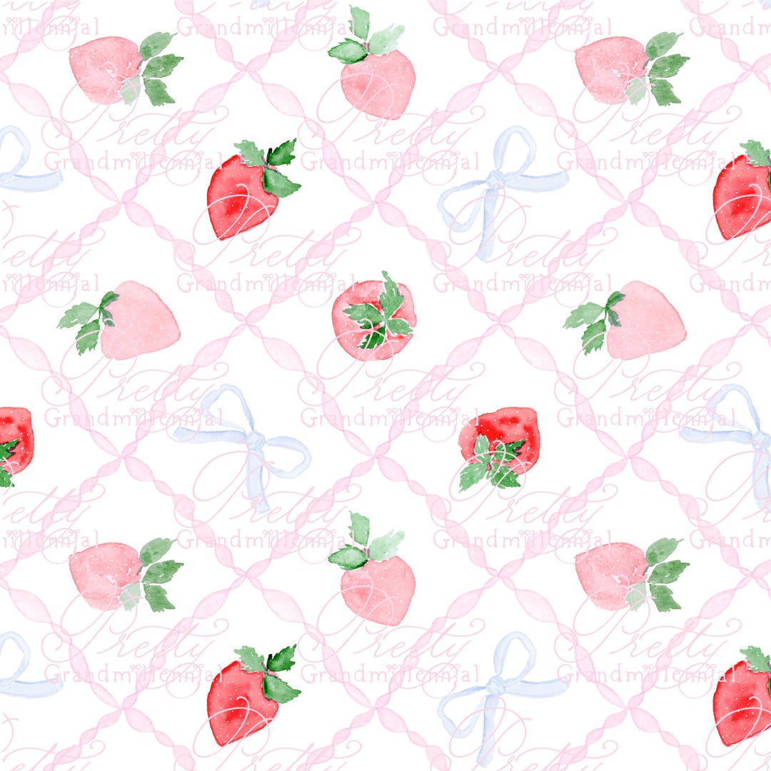 Strawberry Print, Summer Pattern, Grandmillennial Pattern, Pretty ...