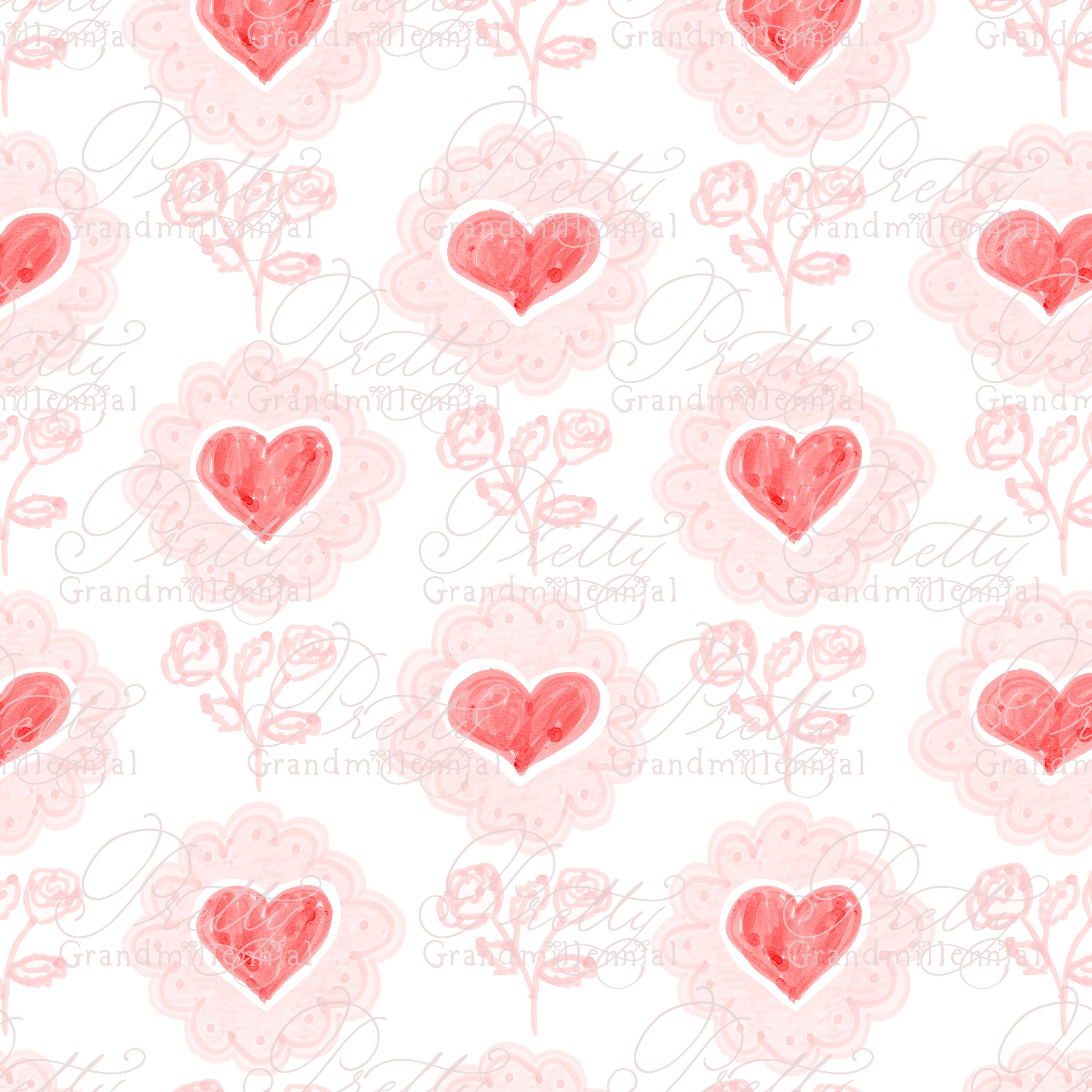 Valentine's Day Scalloped Edge Frame Seamless Pattern, Scalloped ...