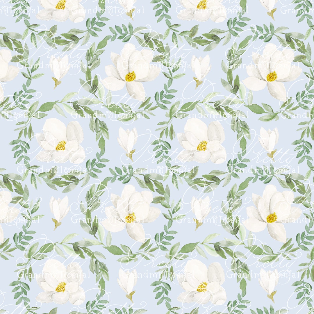 Magnolia Pattern, Watercolor Magnolia Clipart, Magnolia Seamless ...