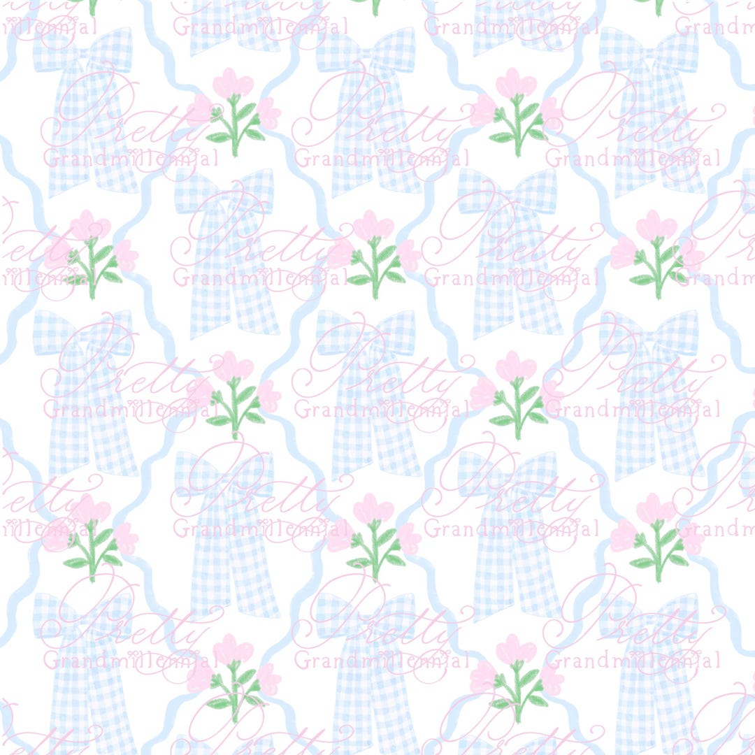 Grandmillennial Coquette Bows Floral Bows Pattern, Seamless Pattern ...