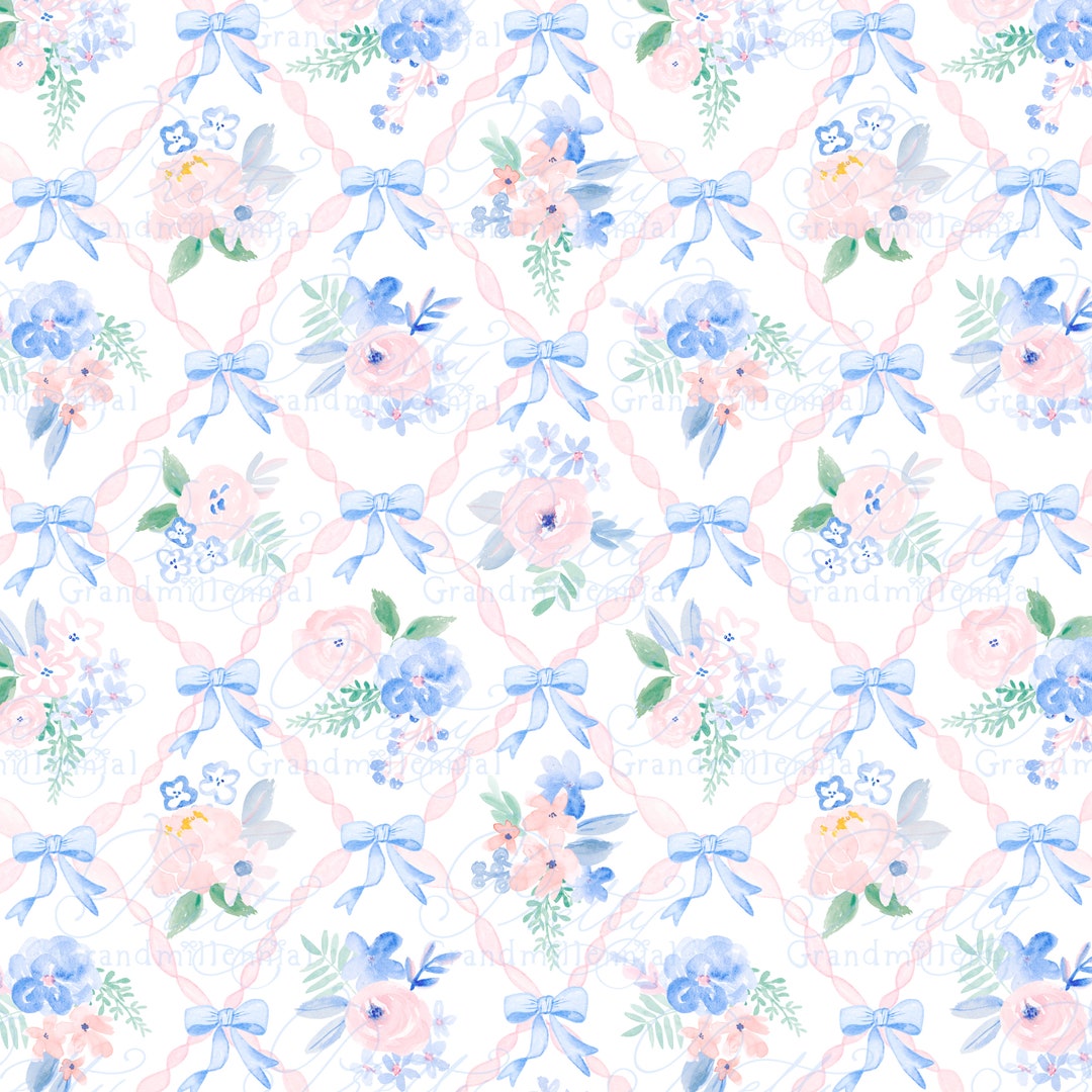 Ribbons Trellis Pattern, Seamless Pattern, Bow Pattern, Seamless ...