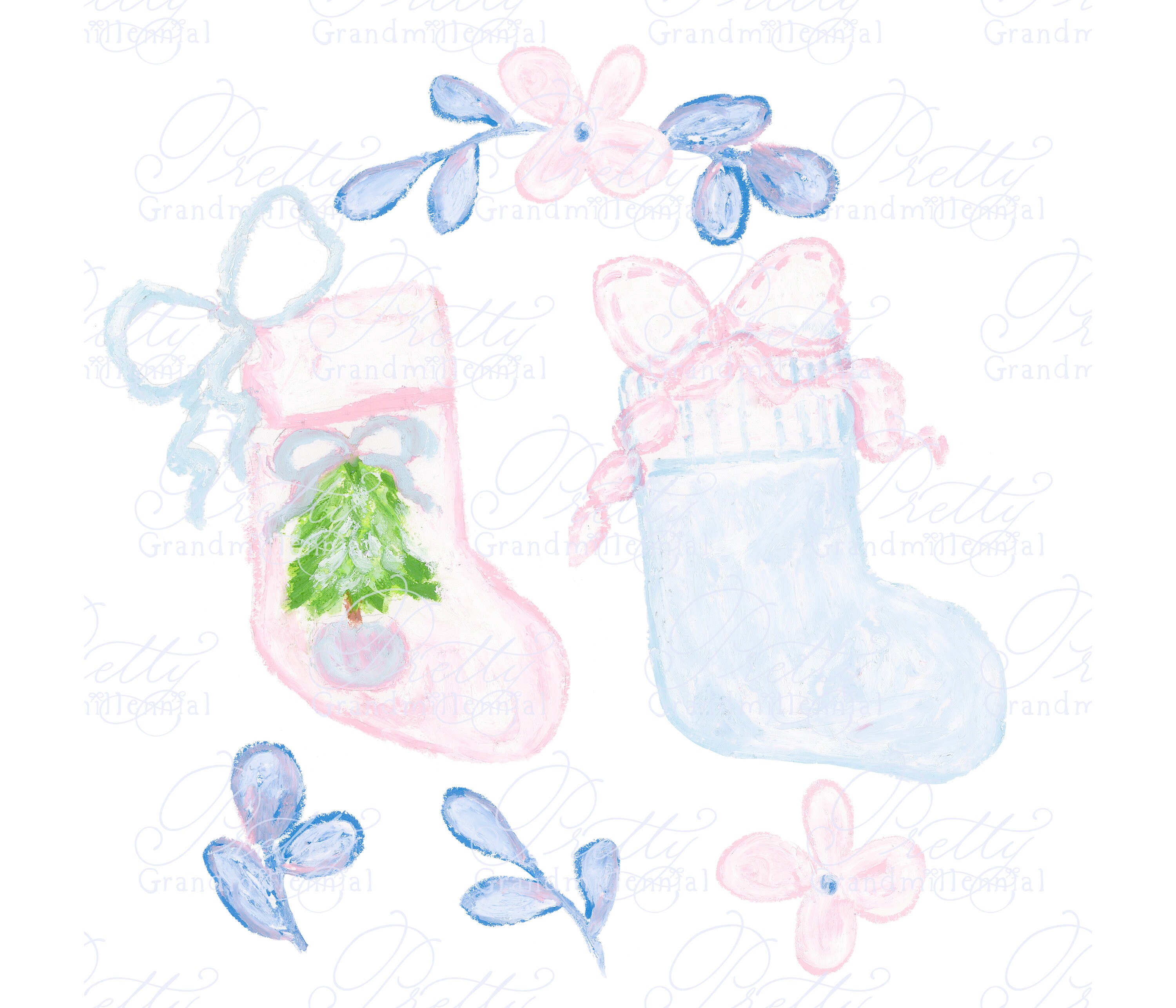 Oil Pastel Stockings, Christmas Stockings Clipart, Stokcings, Christmas ...