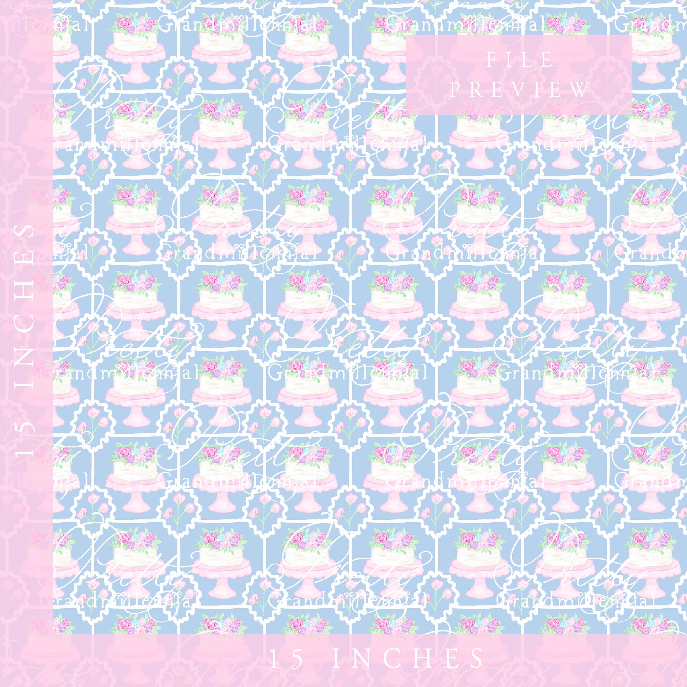 Preppy Birthday Cake Pattern, Floral Birthday Cake Pattern ...