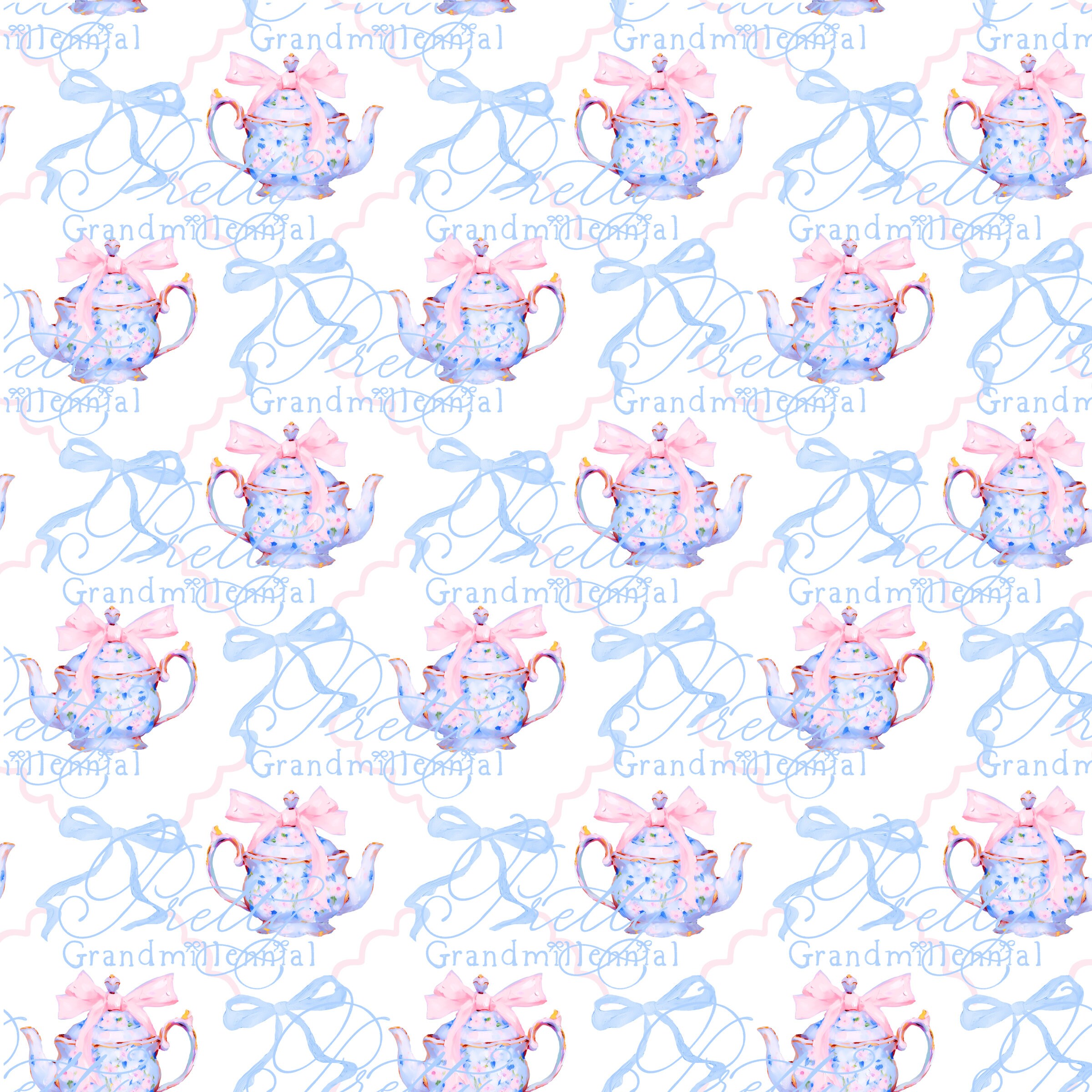 Teatime Pattern, Tea Pot Seamless Pattern, Tea Cup Pattern, Seamless ...