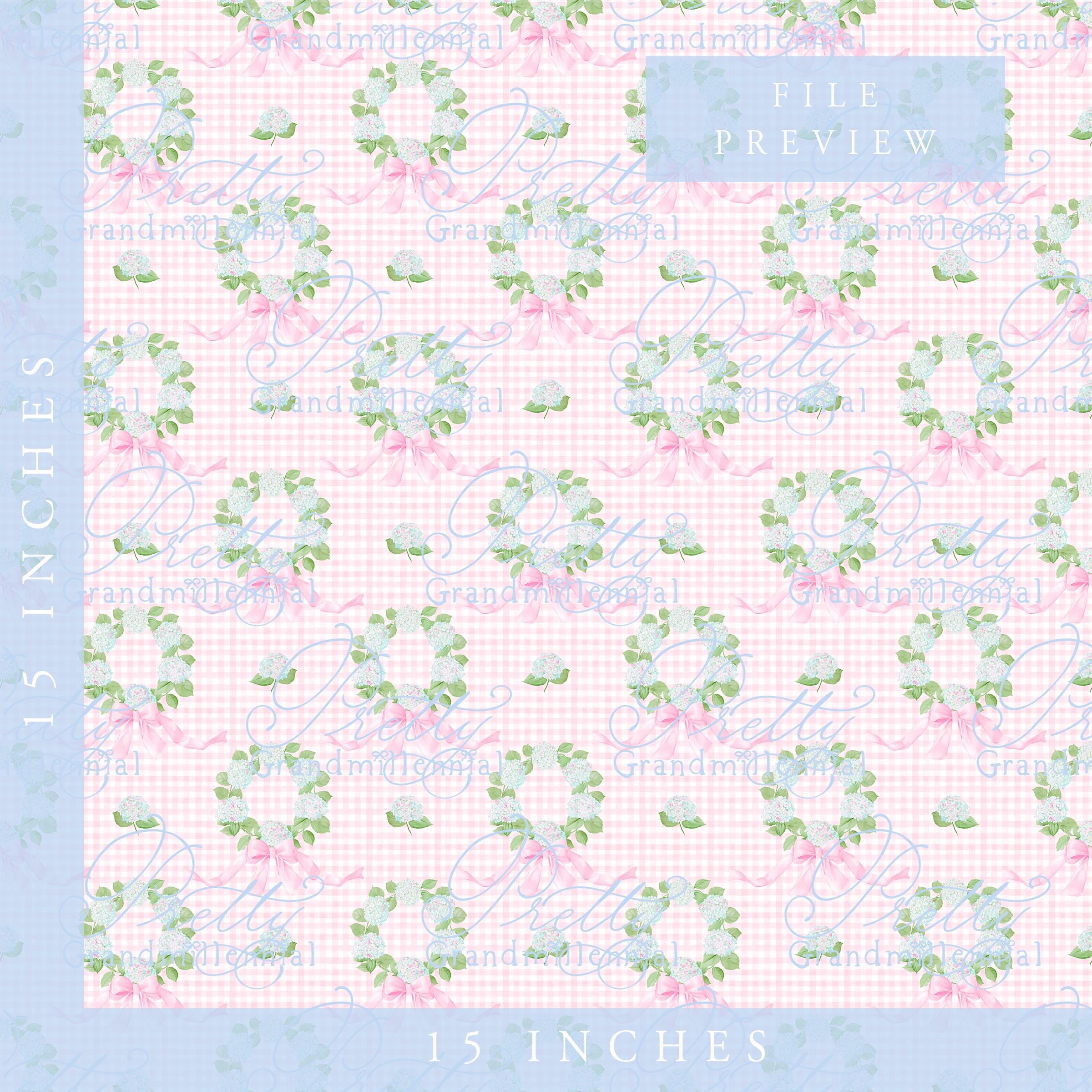 Preppy Hydrangea Seamless Pattern, Preppy Pattern, Grandmillennial ...