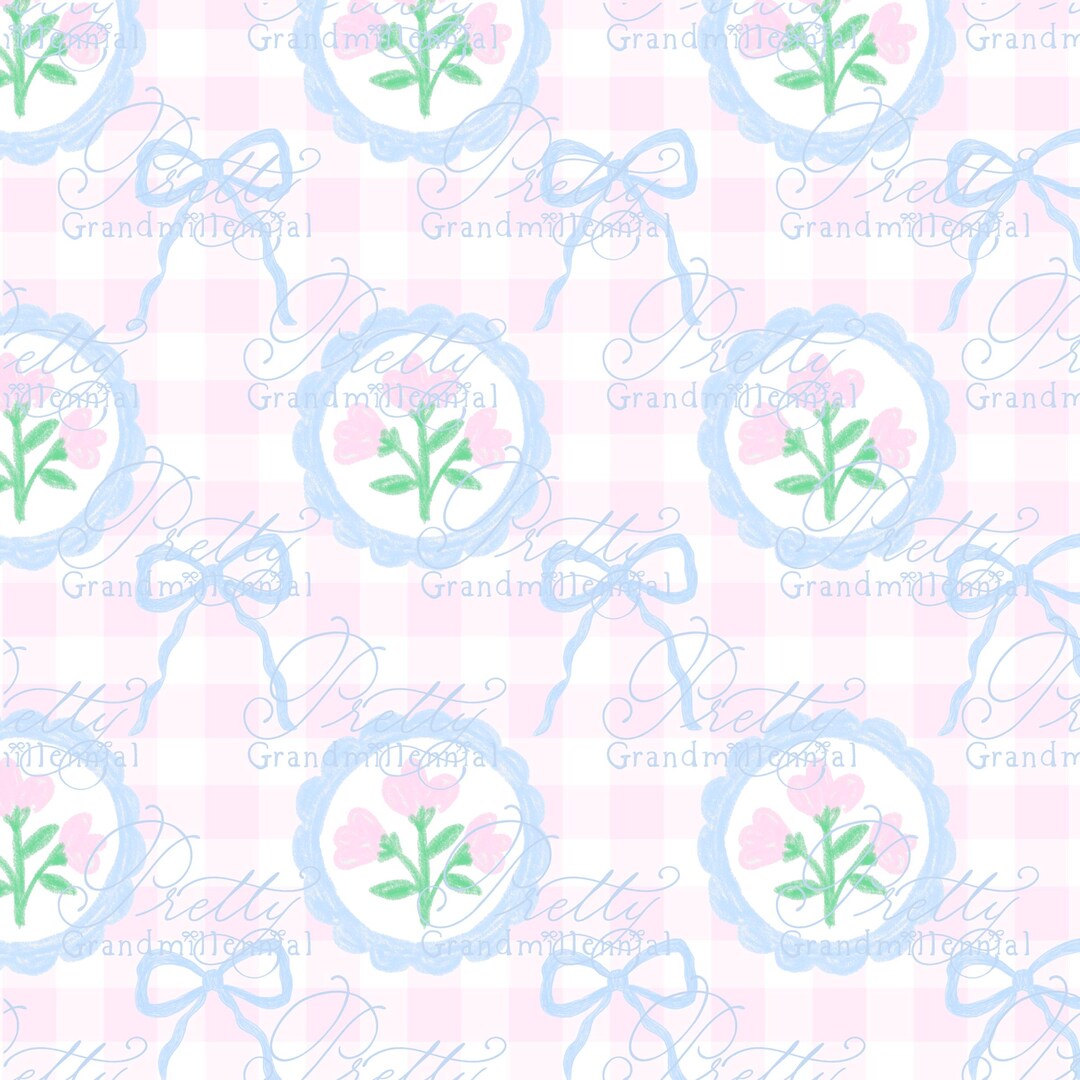 Grandmillennial Bow Coquette Pattern, Seamless Pattern, Coquette ...