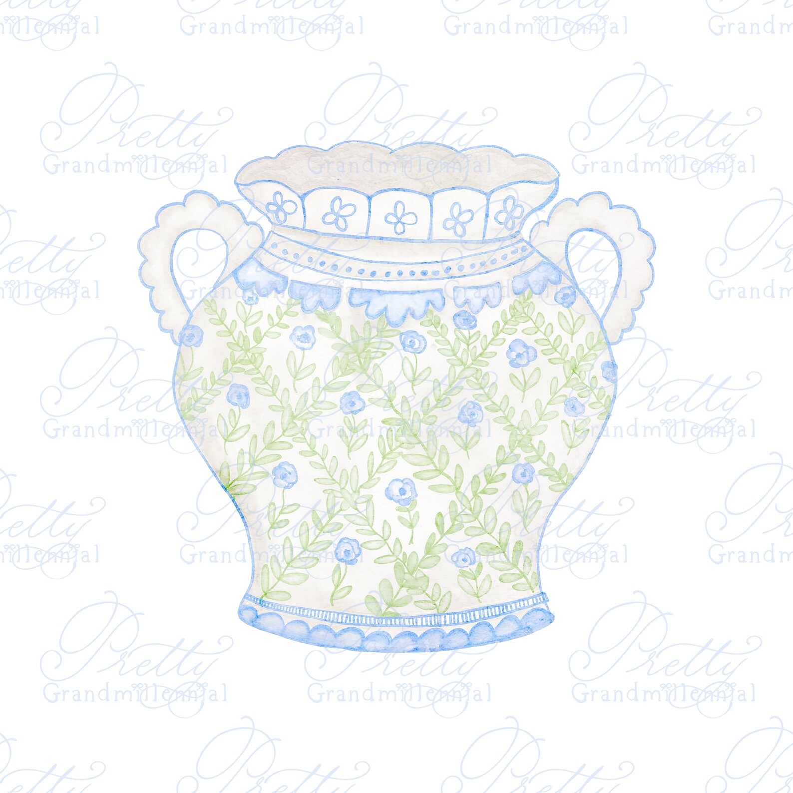 Watercolor Ginger Jar Vase, Chinoiserie Ginger Jar, Chinoiserie Clipart ...