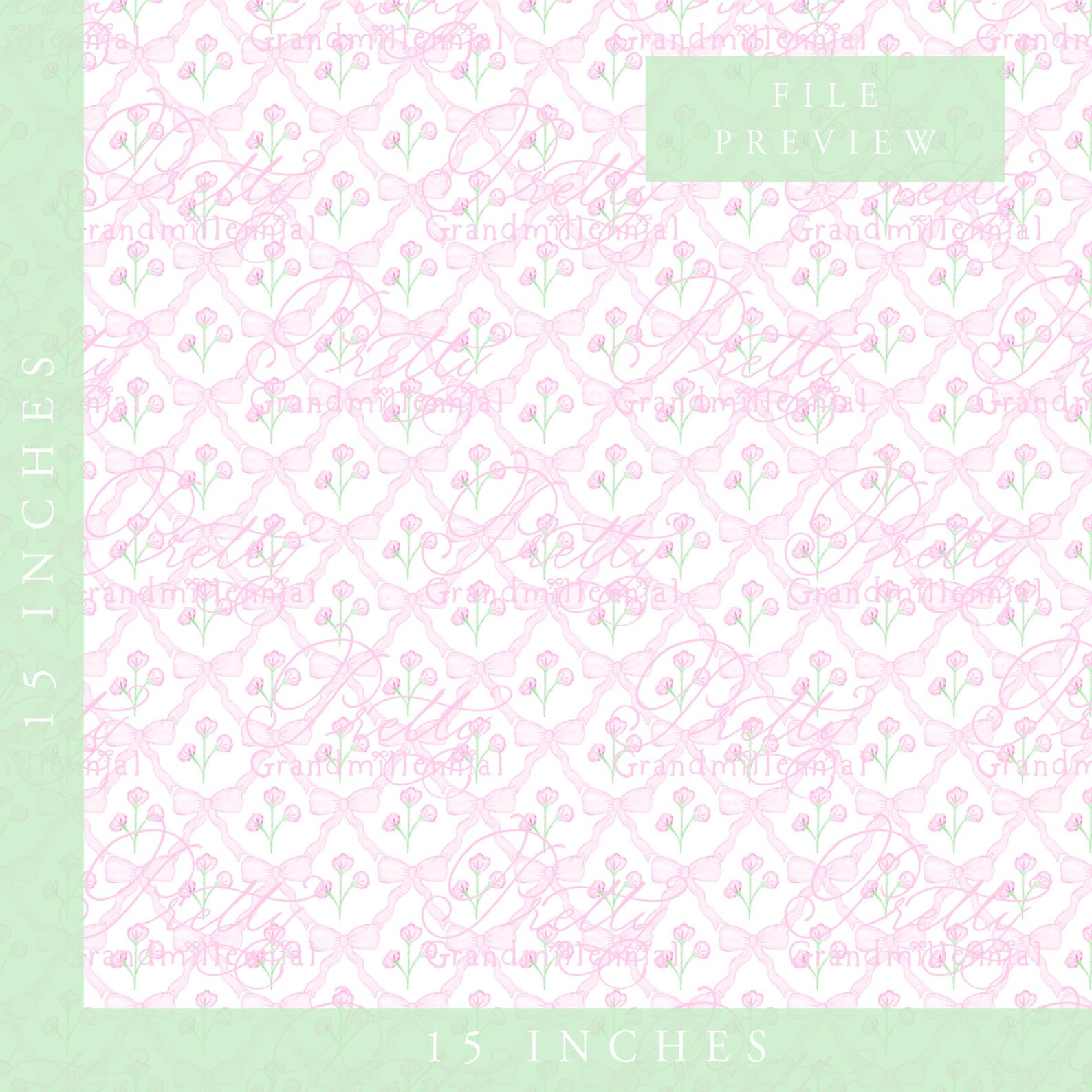Grandmillennial Spring Bow Coquette Pattern, Seamless Pattern, Floral ...