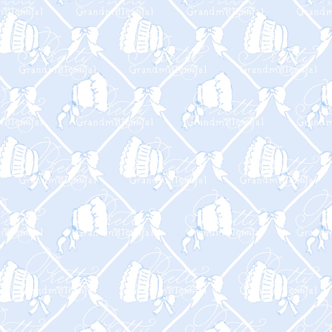 Preppy Grandmillennial Bonnets Pattern, Coquette Bonnet Pattern ...