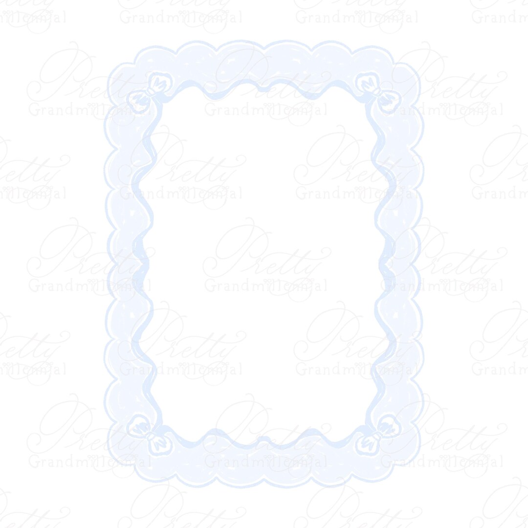 Scalloped Frame Clipart, Bow Ribbon Frame Clipart, Grandmillennial ...