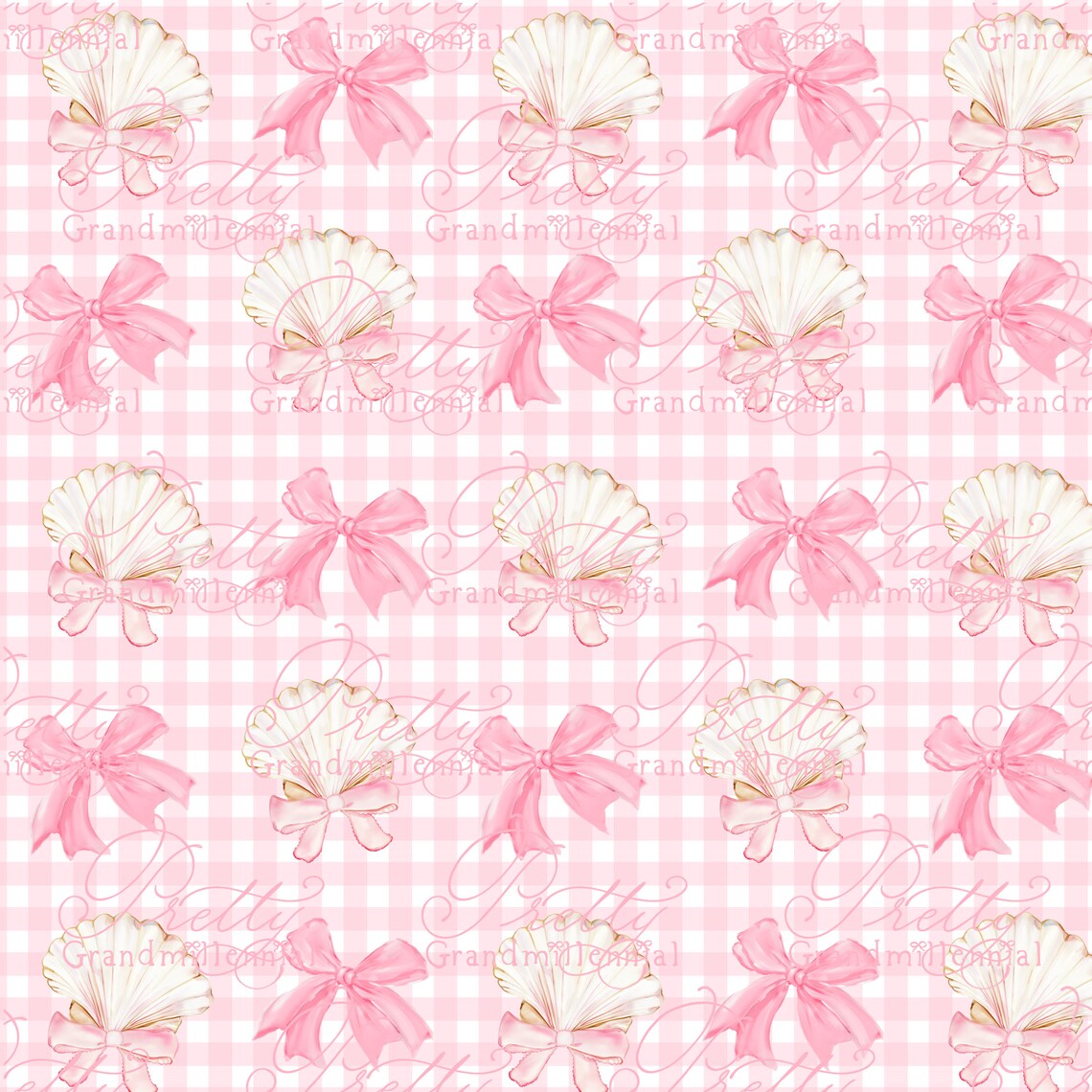 Beach Seashell Seamless Pattern, Preppy Pattern, Grandmillennial ...