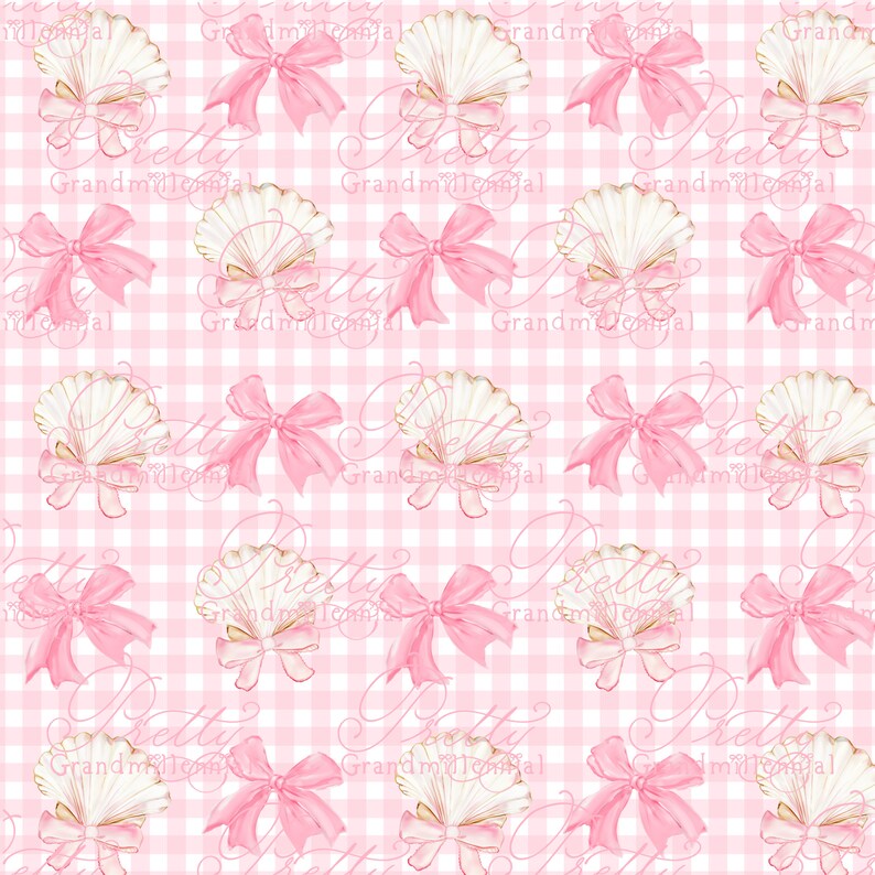 Beach Seashell Seamless Pattern, Preppy Pattern, Grandmillennial ...