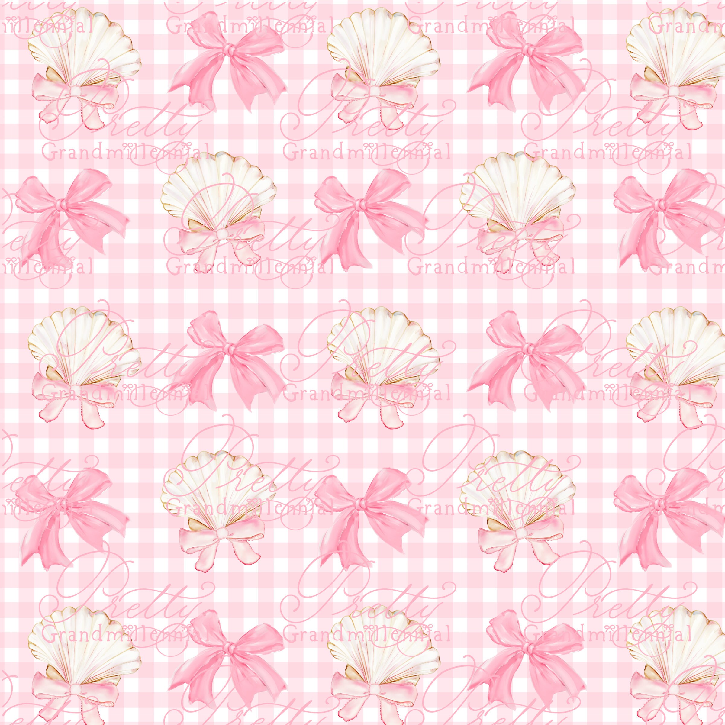 Beach Seashell Seamless Pattern, Preppy Pattern, Grandmillennial ...