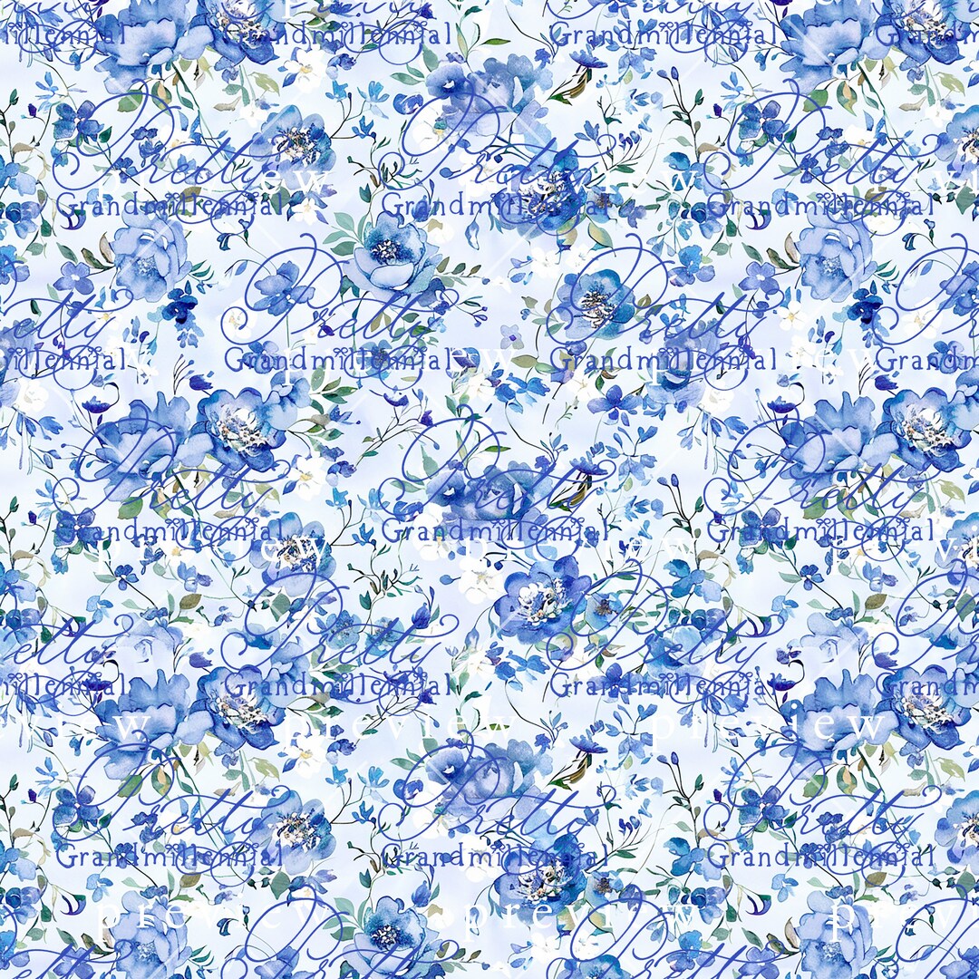 Preppy Blue Floral Chinoiserie Pattern, Seamless Chinoiserie Print ...