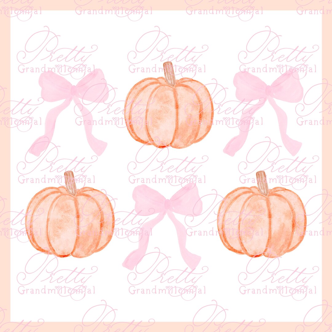 Grandmillennial Preppy Pumpkin PNG SVG, Pumpkin Coquette Bows SVG ...