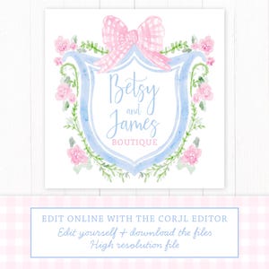 Preppy Logo Template, Editable Logo Template, Bow Logo Template ...