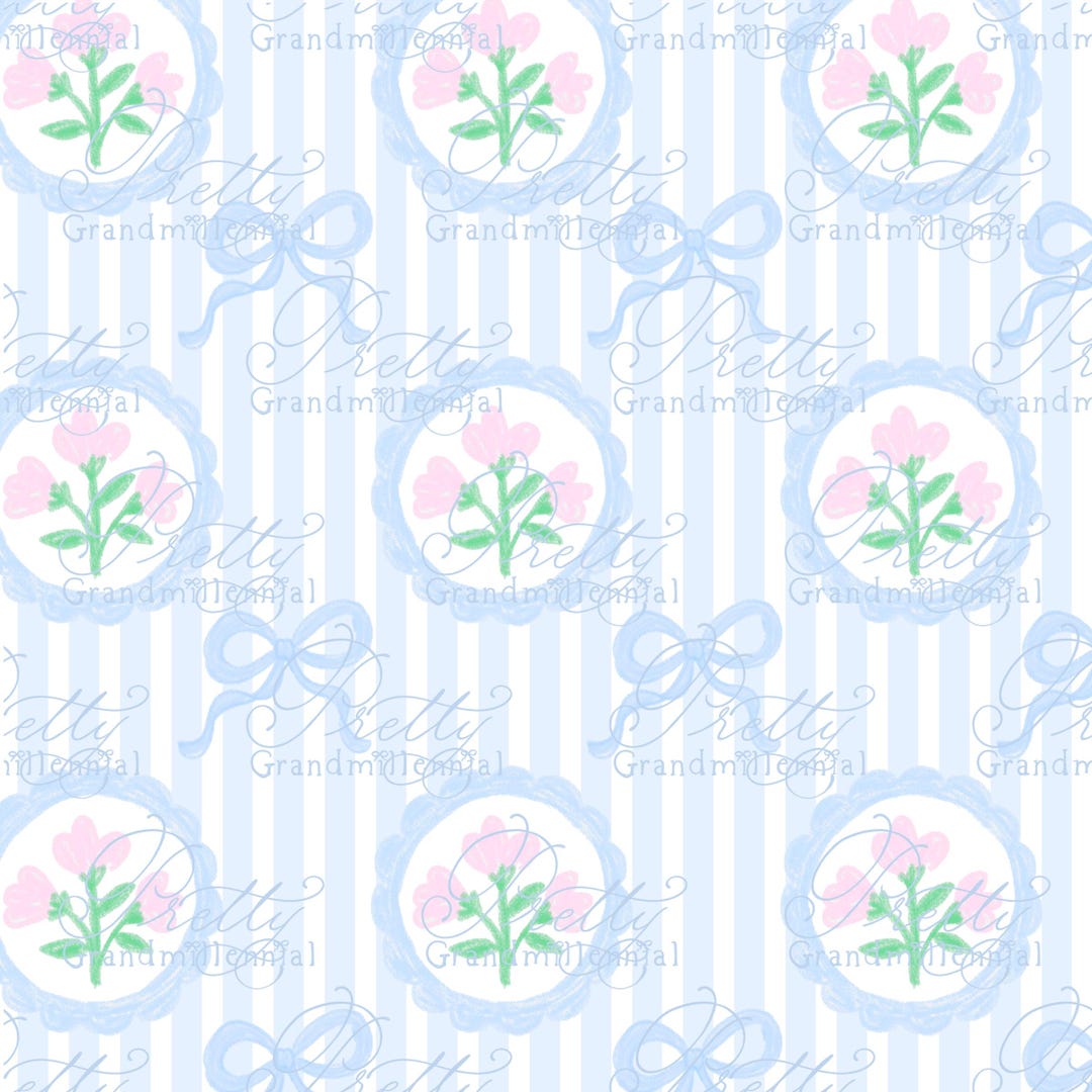 Grandmillennial Bow Coquette Pattern, Seamless Pattern, Coquette ...