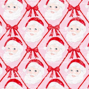 Preppy Santa Print, Seamless Santa Pattern, Red Had Santa Pattern ...