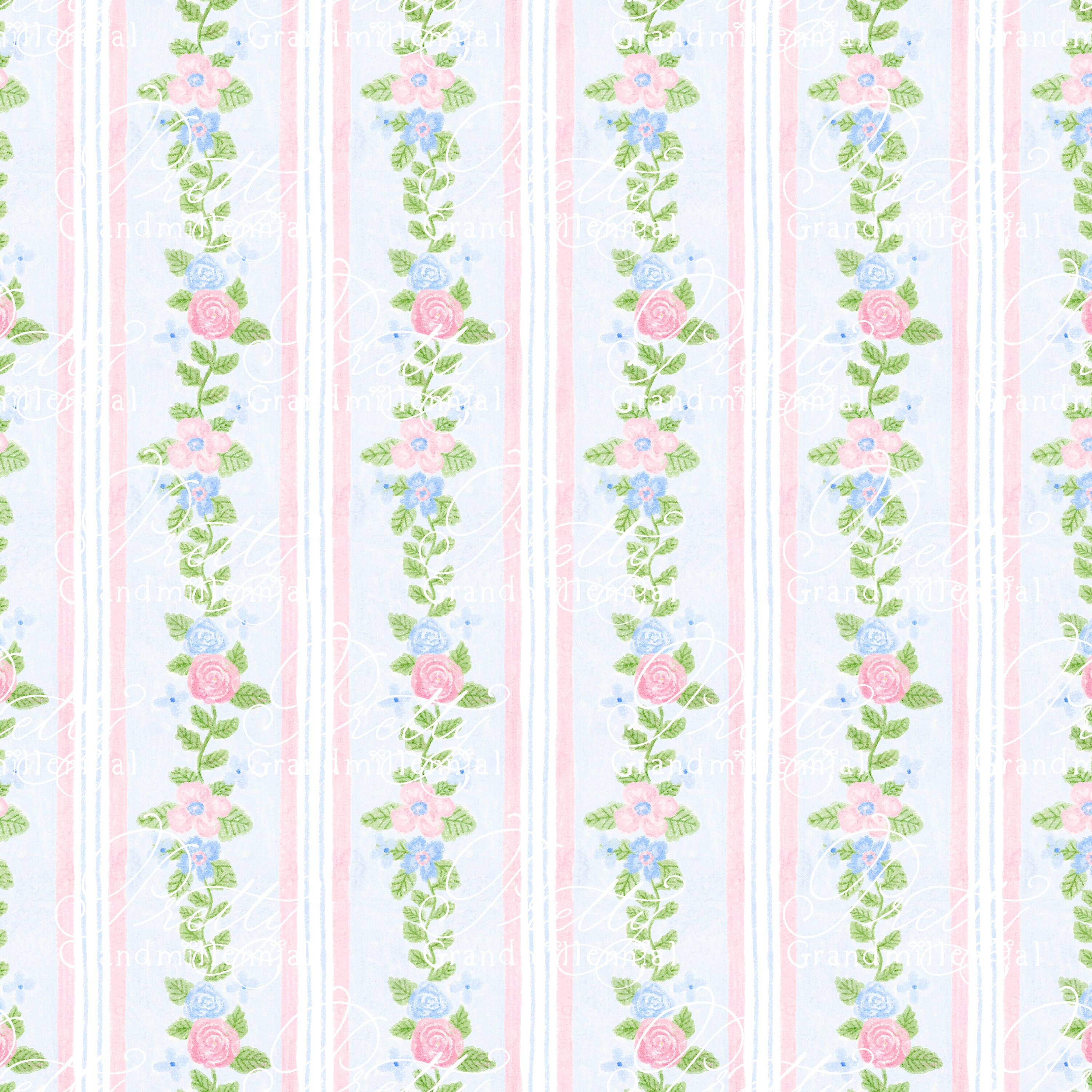 Roses Pattern Grandmillennial Clipart Grandmillennial - Etsy