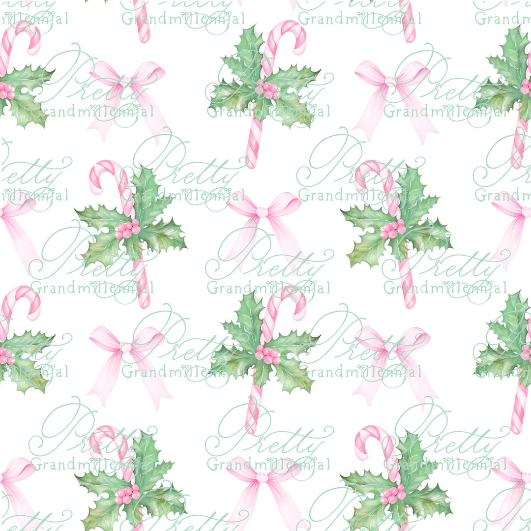 Christmas Candy Cane Pattern, Grandmillennial Christmas Pattern ...