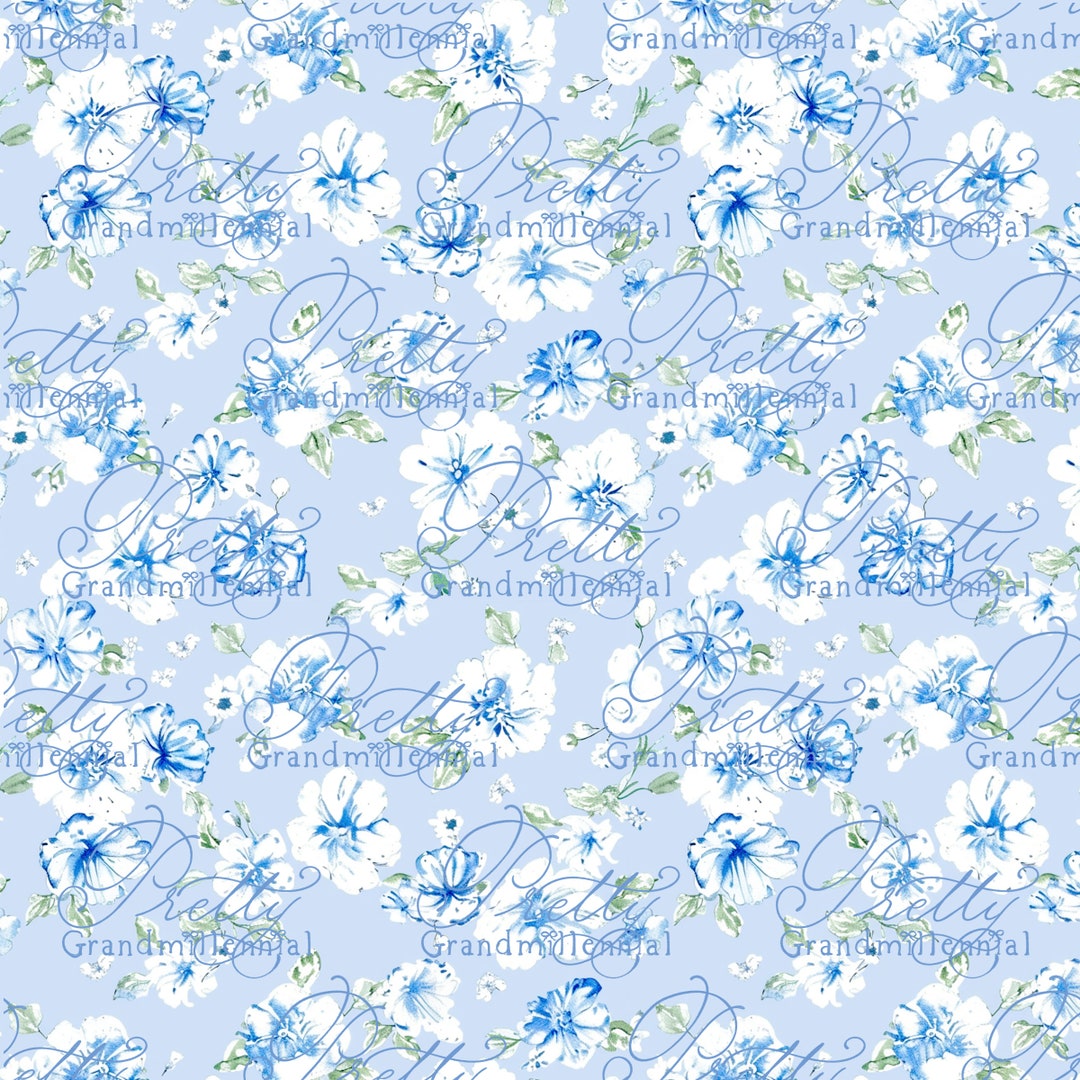 Preppy Blue Floral Chinoiserie Pattern, Seamless Chinoiserie Print ...