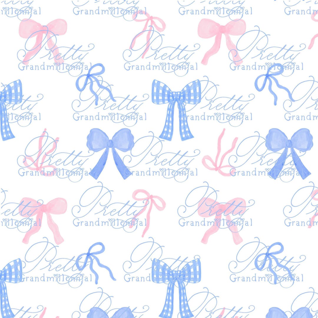 Preppy Pattern, Bows Pattern, Bows Coquette Pattern, Grandmillennial ...
