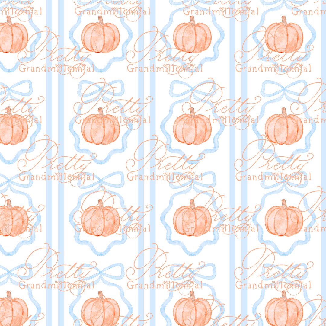 Grandmillennial Pumpkin Pattern, Preppy Fall Print, Preppy Pumpkin ...