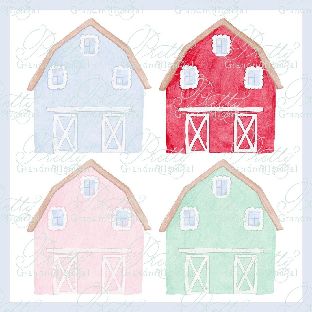 Pink Barn Clipart, Red Barn Clipart, Cute Barn, Southern Country Barn ...