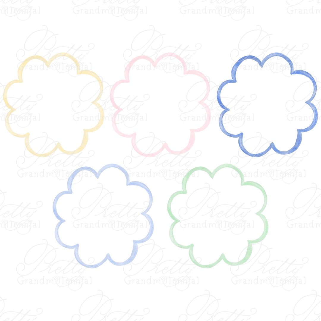 Scallop Circular Frames, Grandmillennial Clipart, Frame Clipart ...