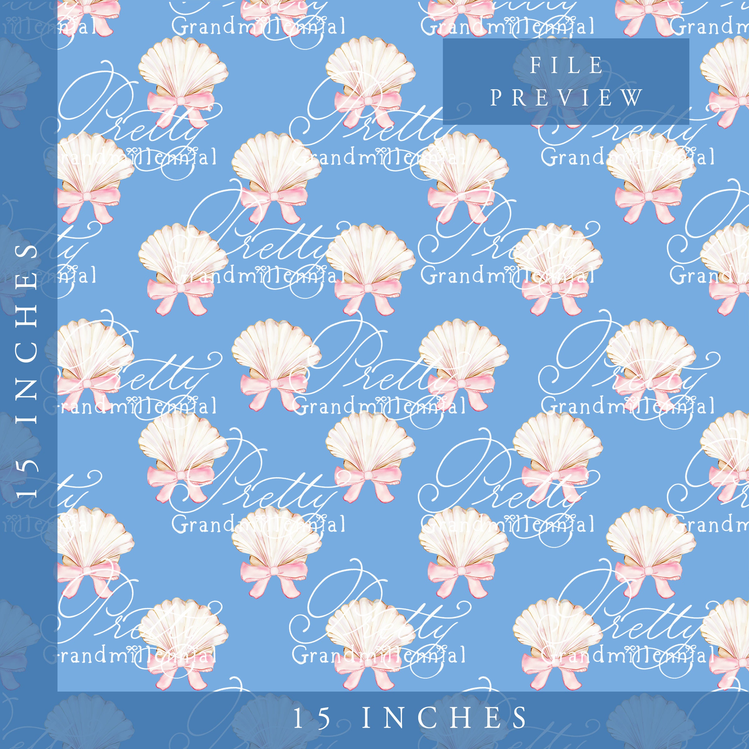 Beach Seashell Seamless Pattern, Preppy Pattern, Grandmillennial ...