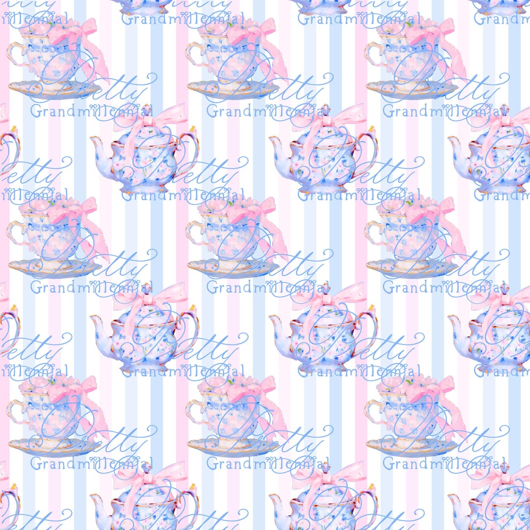 Teacup Pattern, Tea Cup Seamless Pattern, Stripes Pattern, Seamless ...
