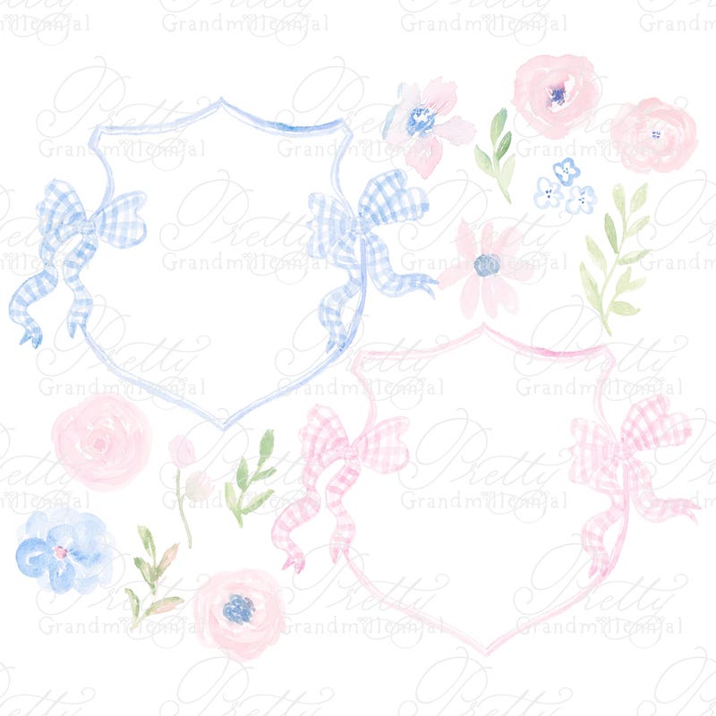 Gingham Digital Crest - Etsy