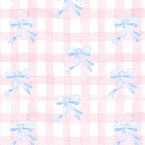 Watercolor Gingham Bow Pattern Gingham Bows Pattern Gingham - Etsy
