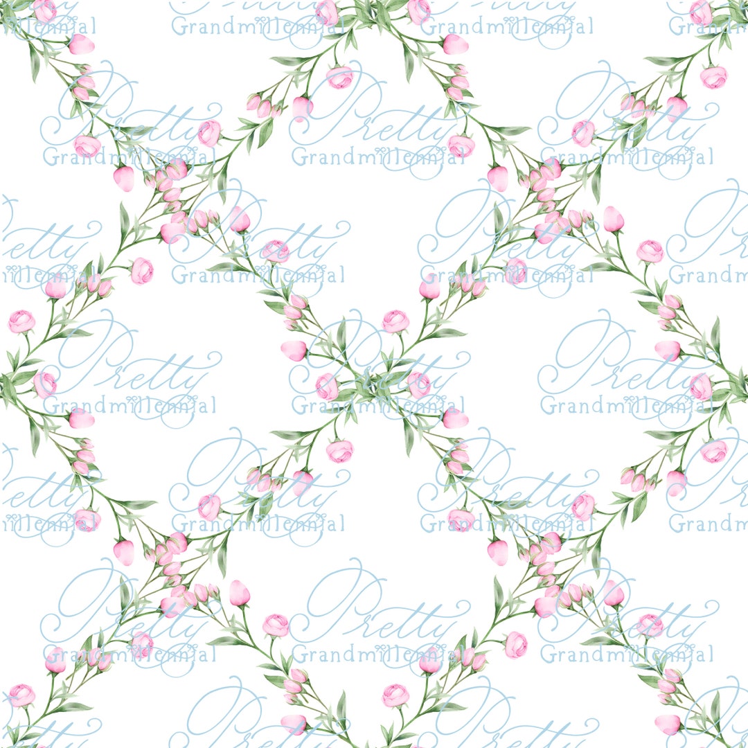 Watercolor Flower Trellis, Roses Trellis Pattern, Seamless Pattern ...