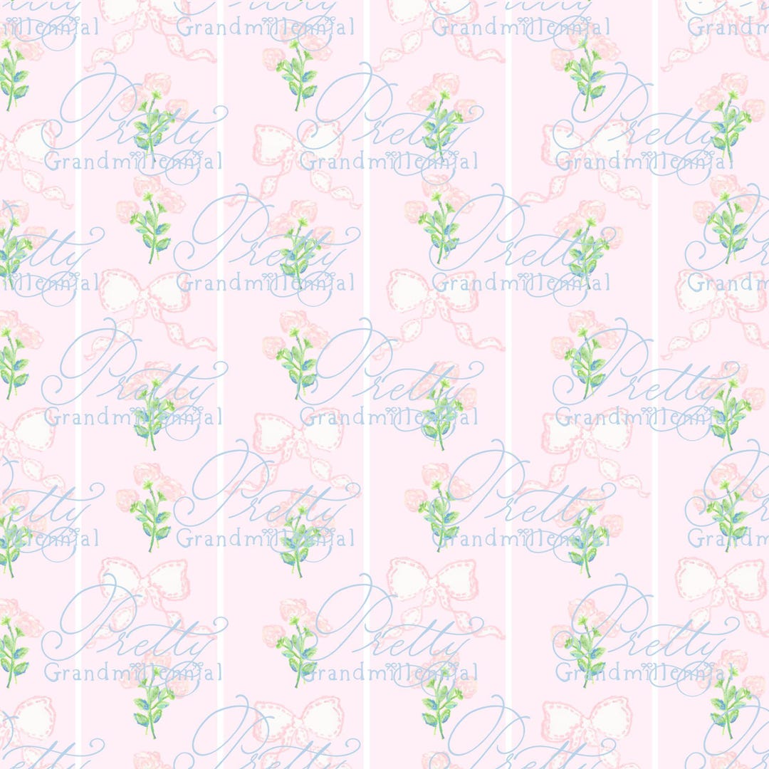 Grandmillennial Floral Bows Pattern, Seamless Pattern Shop, Pretty ...