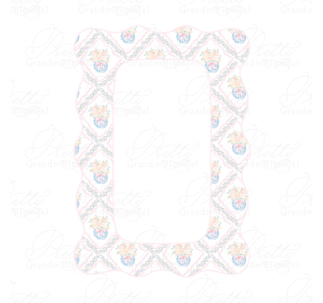 Scalloped Frame Clipart, Ginger Jar Frame Clipart, Grandmillennial ...